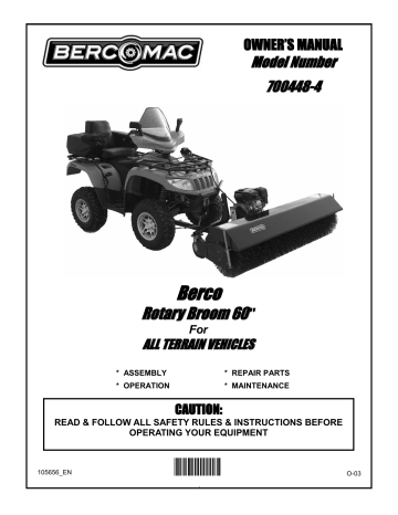 Bercomac 700448-4 60'' Rotary Broom User Manual - 700448-4 | Manualzz