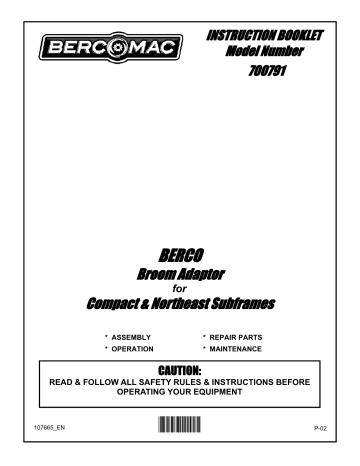 Bercomac 700791 Broom Adaptor User Manual - 700791 pdf | Manualzz