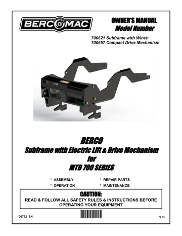 Bercomac 700621 700657 Subframe User Manual | Manualzz