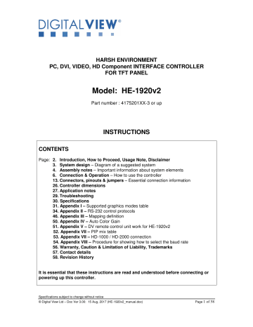 HE-1920v2 Interface Controller Manual - Digital View | Manualzz