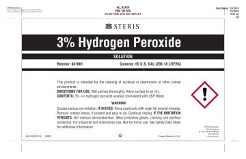 Steris 3% Hydrogen Peroxide Solution Instructions, Cleanroom & Critical ...