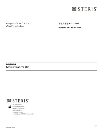 Steris Etrap Polyp Trap Instructions for use | Manualzz