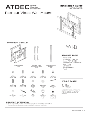 Atdec ADB-VWP Installation Guide | Manualzz