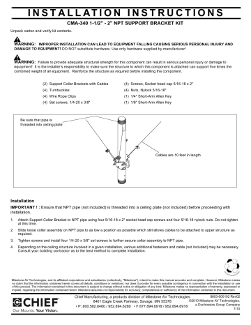 Chief CMA340 Projector Stabilization Kit Installation Manual | Manualzz