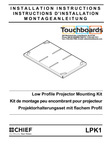Chief LPK1 Low-Profile Flush Mounting Kit Installation instructions ...