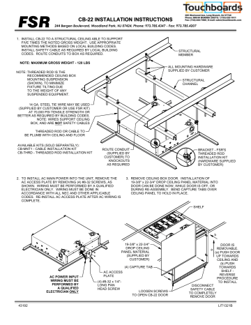 FSR CB-22SP Ceiling Box Installation Instructions | Manualzz