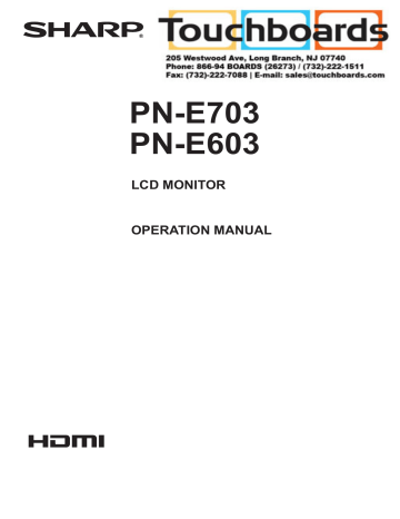 Sharp PN-E703 Slimline 70-Inch-Class LED Monitor Operation Manual | Manualzz