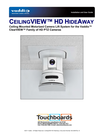 vaddio 999-2520-000 CeilingVIEW HD HideAway User guide | Manualzz