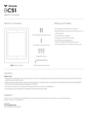 Verkada BC51 Alarm Console Setup Guide | Manualzz