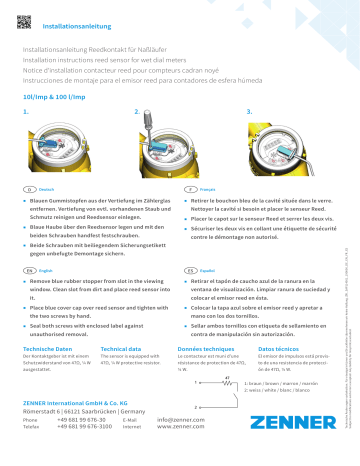 Zenner Reed Sensor Installation Instructions | Download Manual | Manualzz