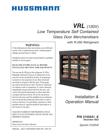 Hussman VRL-B1A Display Case Owner's Manual | Manualzz