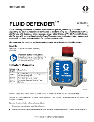 Graco 3A9335B, FLUID DEFENDER Manual | Manualzz