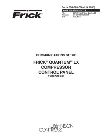 FRICK QUANTUM LX Control Panel Setup Guide - Download and View Online ...