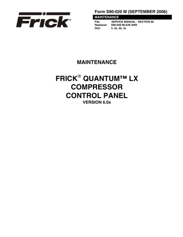 FRICK QUANTUM LX Control Panel Guide - Service Manual | Manualzz