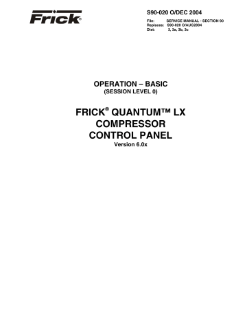 Frick Quantum LX Control Panel, Basic Operation Guide | Manualzz