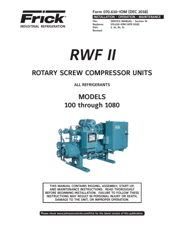 FRICK RWFII Installation Operation and Maintenance Guide | Manualzz