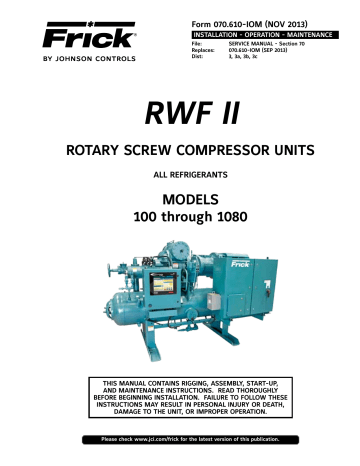Frick RWFII Installation, Operation & Maintenance Guide | Manualzz