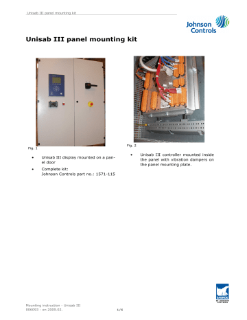 Sabroe Unisab III panel mounting kit Installation Guide | Manualzz