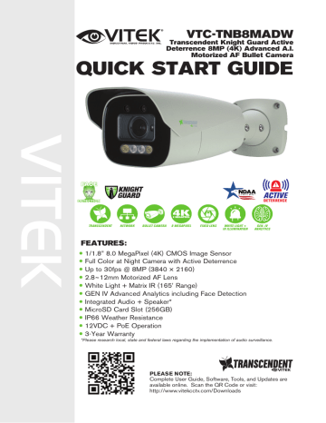 Vitek VTC-TNB8MADW Quick Start Guide - Security Camera Manual | Manualzz