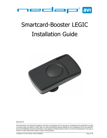Nedap Smartcard-Booster LEGIC Installation guide | Manualzz