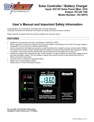 OZ Charge OC-SR10 User Manual | Manualzz
