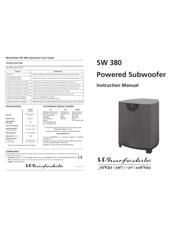 Wharfedale Pro SW 380 Instruction Manual | Manualzz