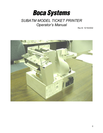 Boca Systems SUBATM Operator's Manual - SUBATM Ticket Printer Guide ...