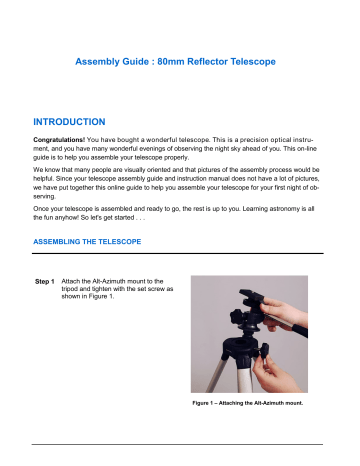 TwinStar Telescopes 80mm Reflector Telescope Assembly Manual | Manualzz