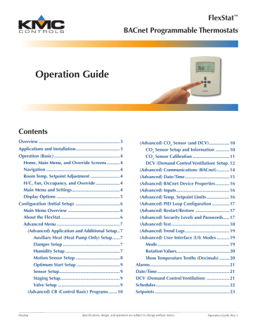 KMC Controls FlexStat BACnet Operation Manual | Manualzz