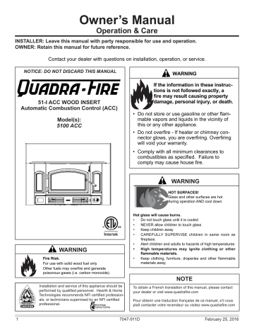 Quadra-Fire 5100 ACC Owner's Manual | Manualzz