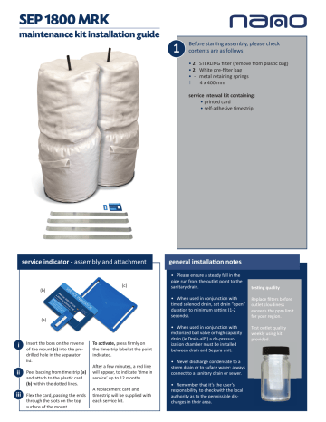Nano S1 SEP 1800 MRK Oil Water Separator Service Manual | Manualzz
