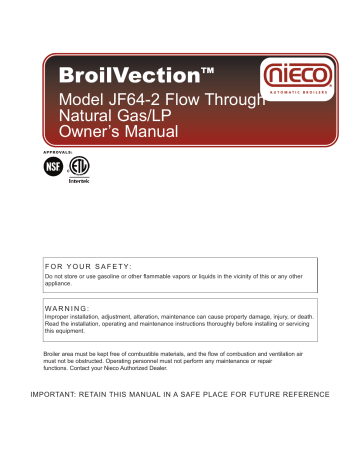 Nieco JF64 Manual - BroilVection™ Automatic Broiler | Manualzz