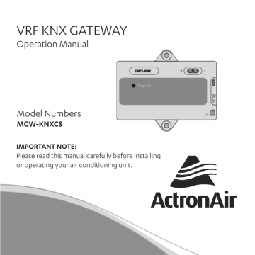 ActronAir MGW-KNXCS VRF KNX Gateway Instruction manual | Manualzz