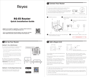 REYEE RG-E5 Wi-Fi 6 Dual Band Mesh Router Installation Guide | Manualzz