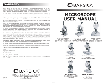 BARSKA AY11240 Monocular Compound Microscope User Manual | Manualzz
