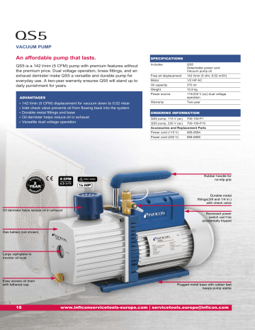 INFICON 700-100-P1 Vacuum Pump Instructions | Manualzz