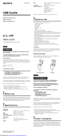 Sony PEGA-UC700 USB Cradle Instruction manual | Manualzz