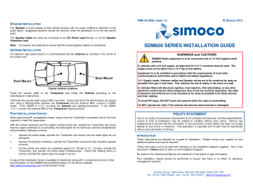 Simoco SDM600 Series Installation Guide | Manualzz