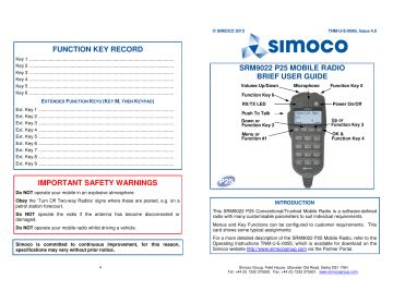 Simoco SRM9022 P25 Mobile Radio User Guide | Manualzz