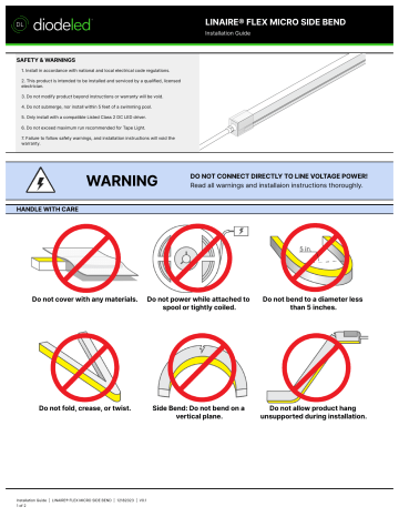 Diode LED LINAIRE® Flex Micro Side Bend Installation Guide | Manualzz