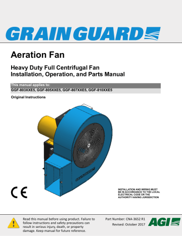 AGI Full Centrifugal Heavy-Duty Aeration Fan Manual | Manualzz