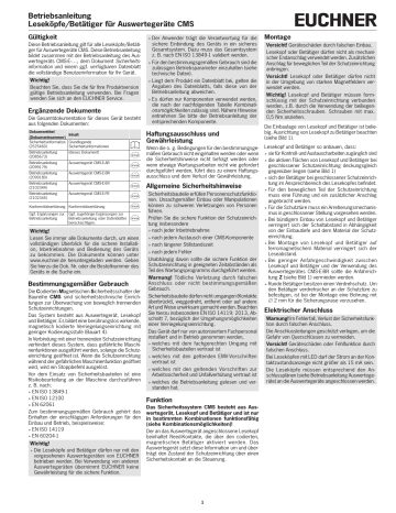 EUCHNER Evaluation Units CMS Operating Instruction - Read Online or Download | Manualzz