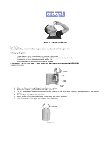 Aidapt VM925E Eye Drop Dispenser User Manual | Manualzz
