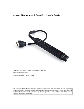 Kvaser Memorator R SemiPro User's Guide: Download, Read Online | Manualzz