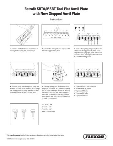 Flexco SRTA/MSRT Tool Flat Anvil Plate Instructions | Manualzz