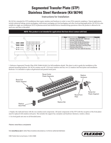 Flexco Segmented Transfer Plates Instructions | Manualzz