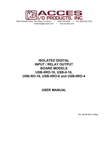 ACCES I/O USB-IIRO-16 Owner's Manual | Manualzz