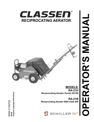 Classen RA-21B Aerator Operating Manual | Manualzz
