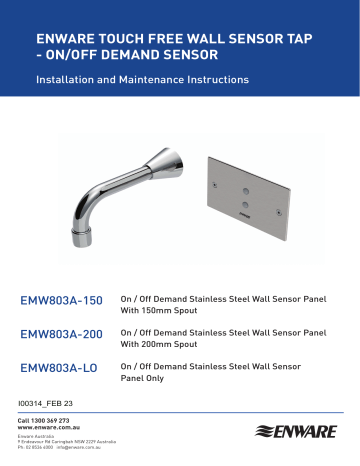 Enware EMW803A-LO Sensor Panel - Installation Guide | Manualzz