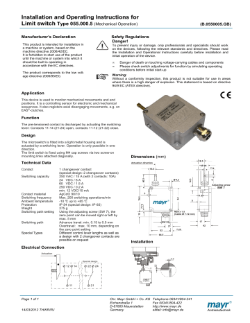 Mayr Limit switch Installation and Operational Instructions | Manualzz